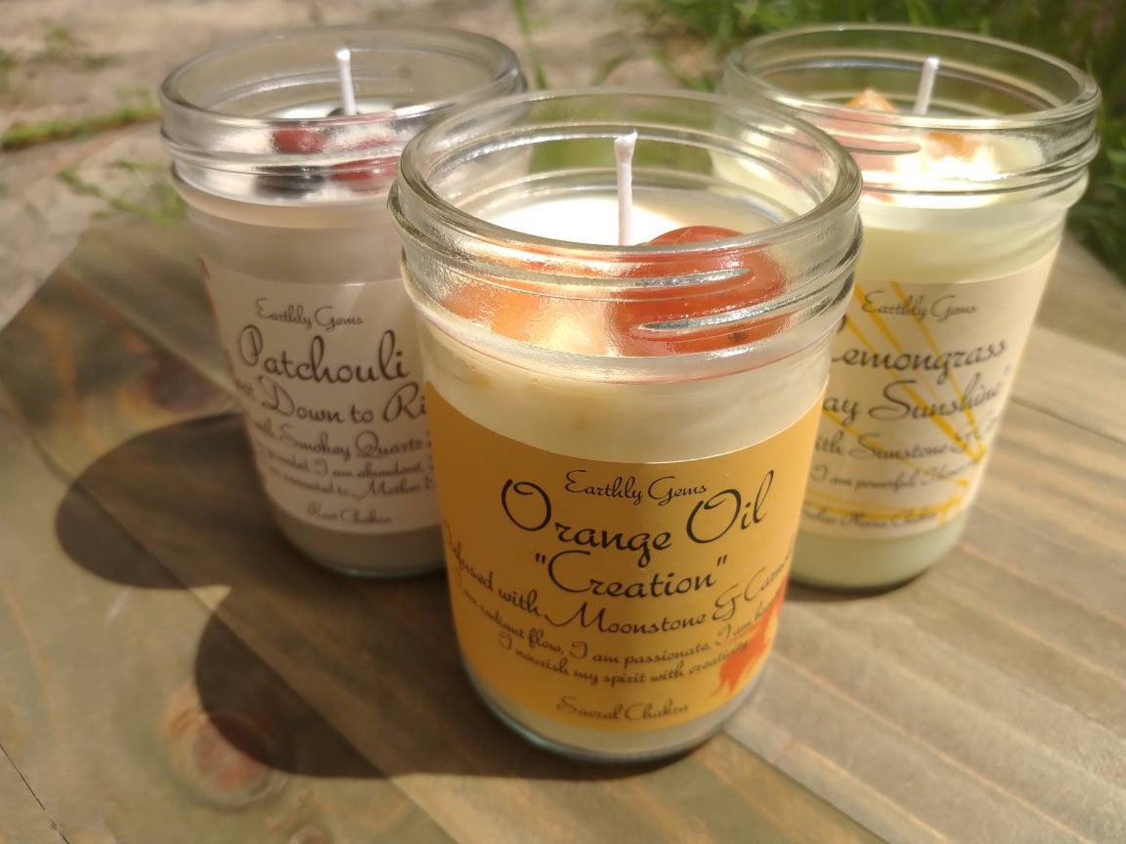 Crystal Infused Candles Meditation Candle Aromatherapy Etsy
