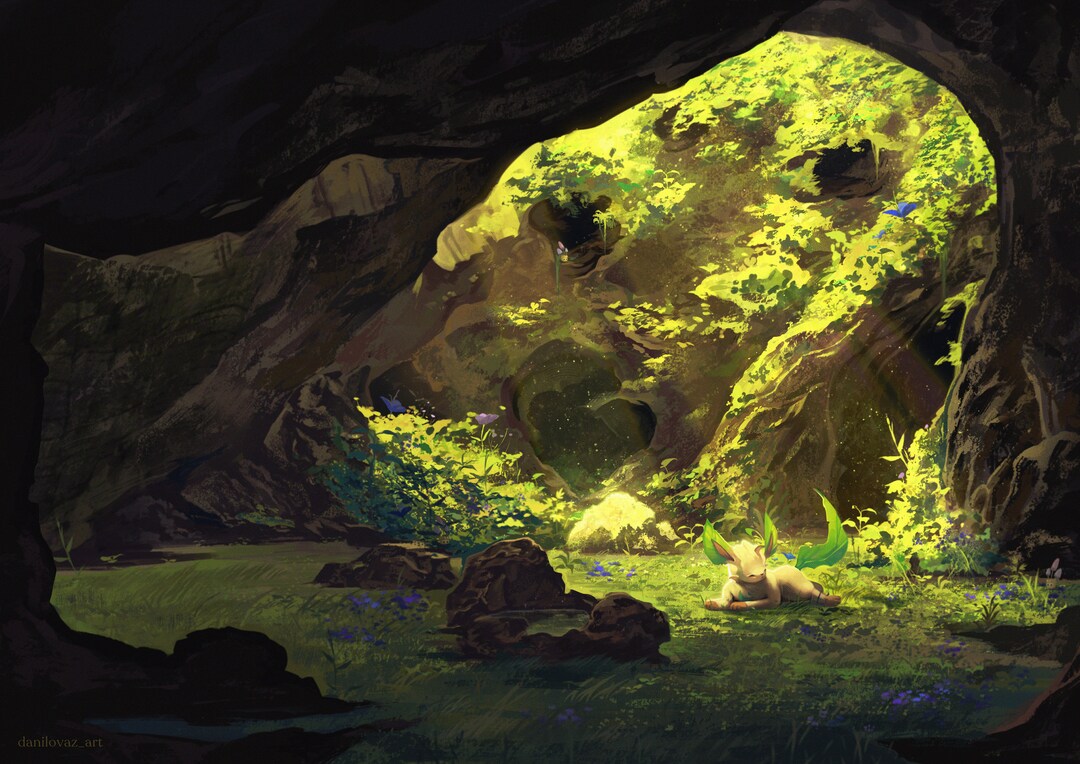 POKEMON // Moss Rock - LEAFEON PRINT - Etsy