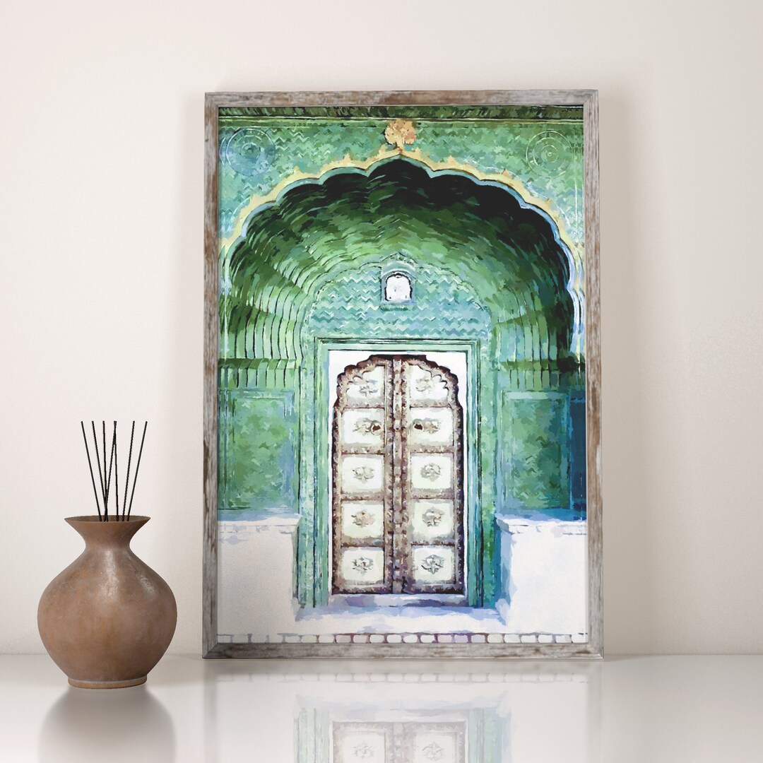 Mint Door Wall Art, Morocco Door, Aquarell Door Print, Door ...