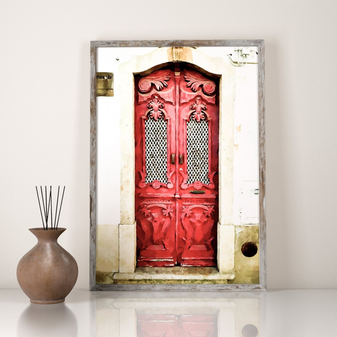 Aquarell Door Wall Art, INSTANT DOWNLOAD, Prague Door Art, Red Door ...