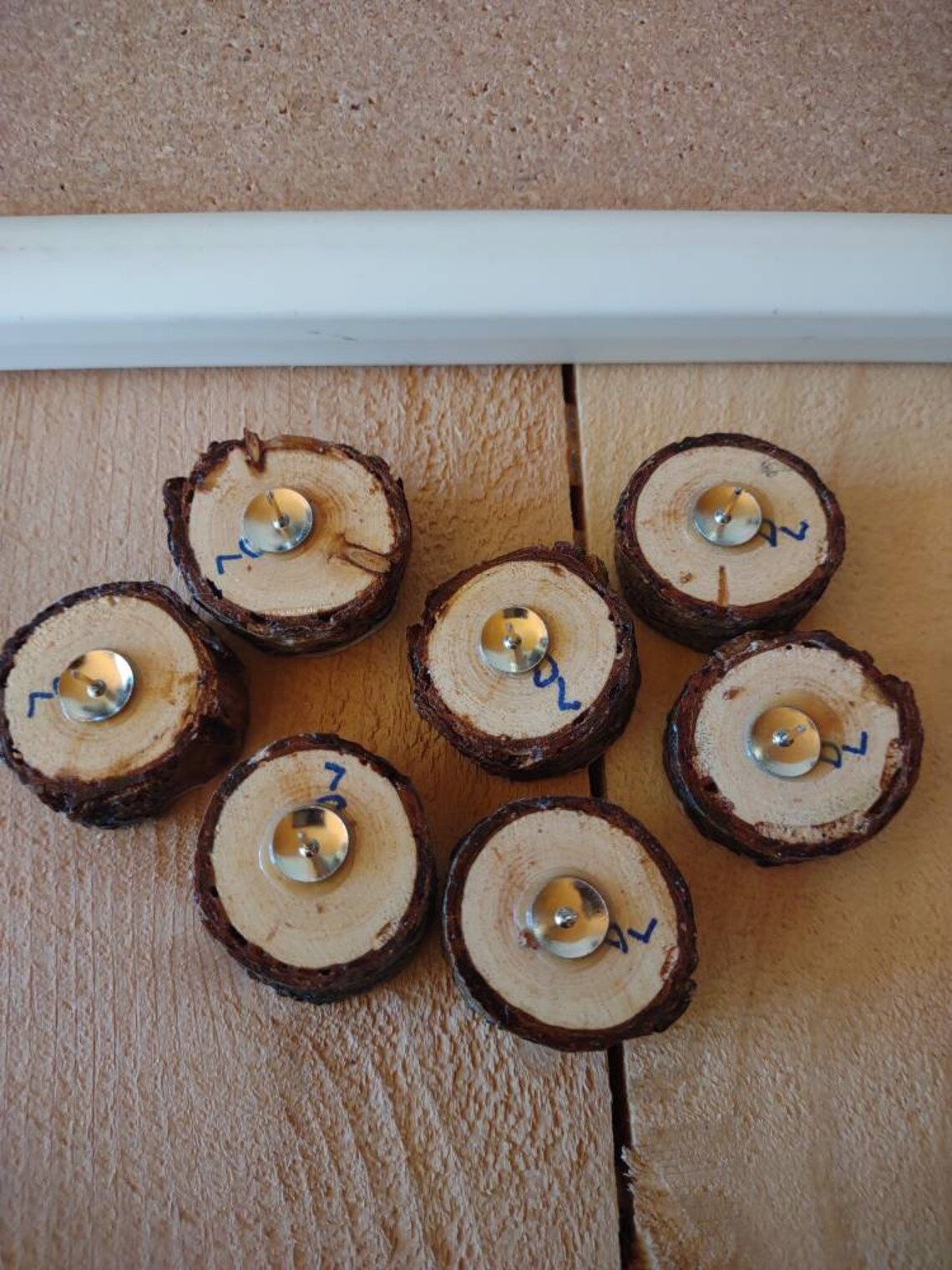 ZEN PATHS Set of 7 Handmade Wood Slice Push Pins Thumb Tacks Relax ...