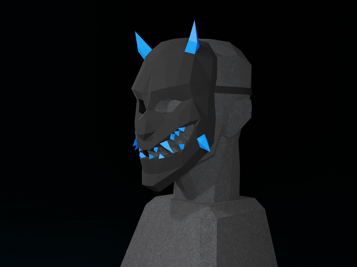 Oni PAPERCRAFT MASK PDF Template- 3D Masquerade Costume for Halloween ...