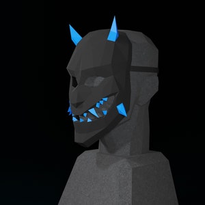 Oni PAPERCRAFT MASK PDF Template- 3D Masquerade Costume for Halloween ...