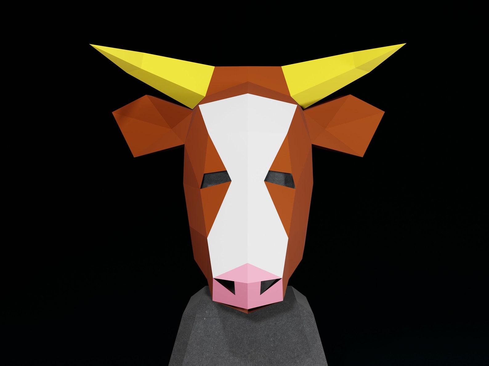Cow PAPERCRAFT MASK PDF Template- 3D Masquerade Costume for Halloween ...