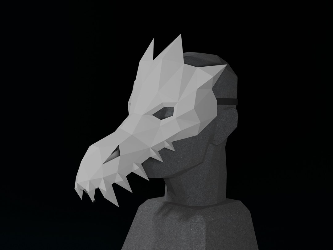 Dragon Skull PAPERCRAFT MASK PDF Template 3D Masquerade - Etsy