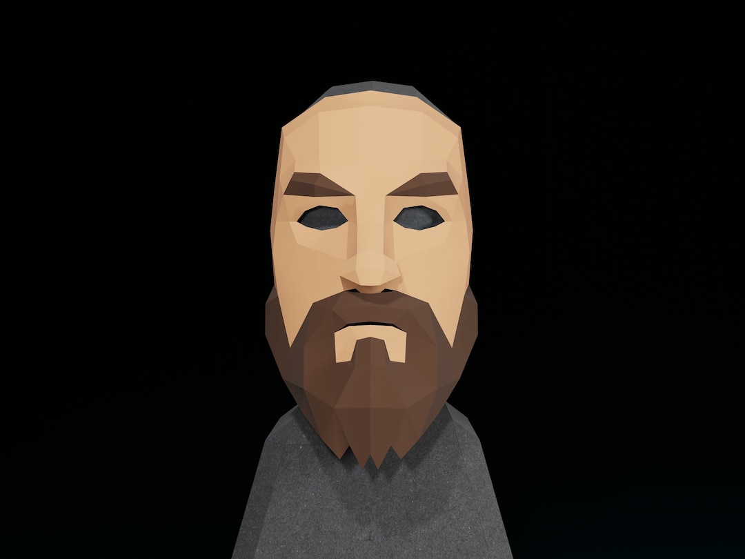 PAPERCRAFT MASK- 3D Human Face - Beard Mask- DIY Masquerade Costume for ...