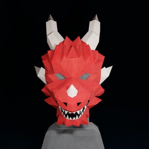 PAPERCRAFT MASK PDF- Diy Masquerade Template - 3D Dragon Costume- Scary ...