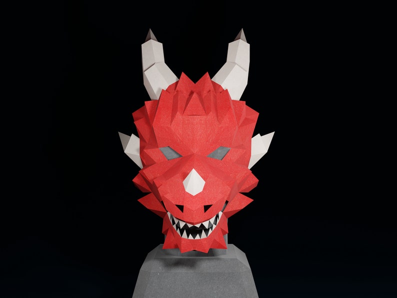 PAPERCRAFT MASK PDF diy masquerade template 3D Dragon | Etsy