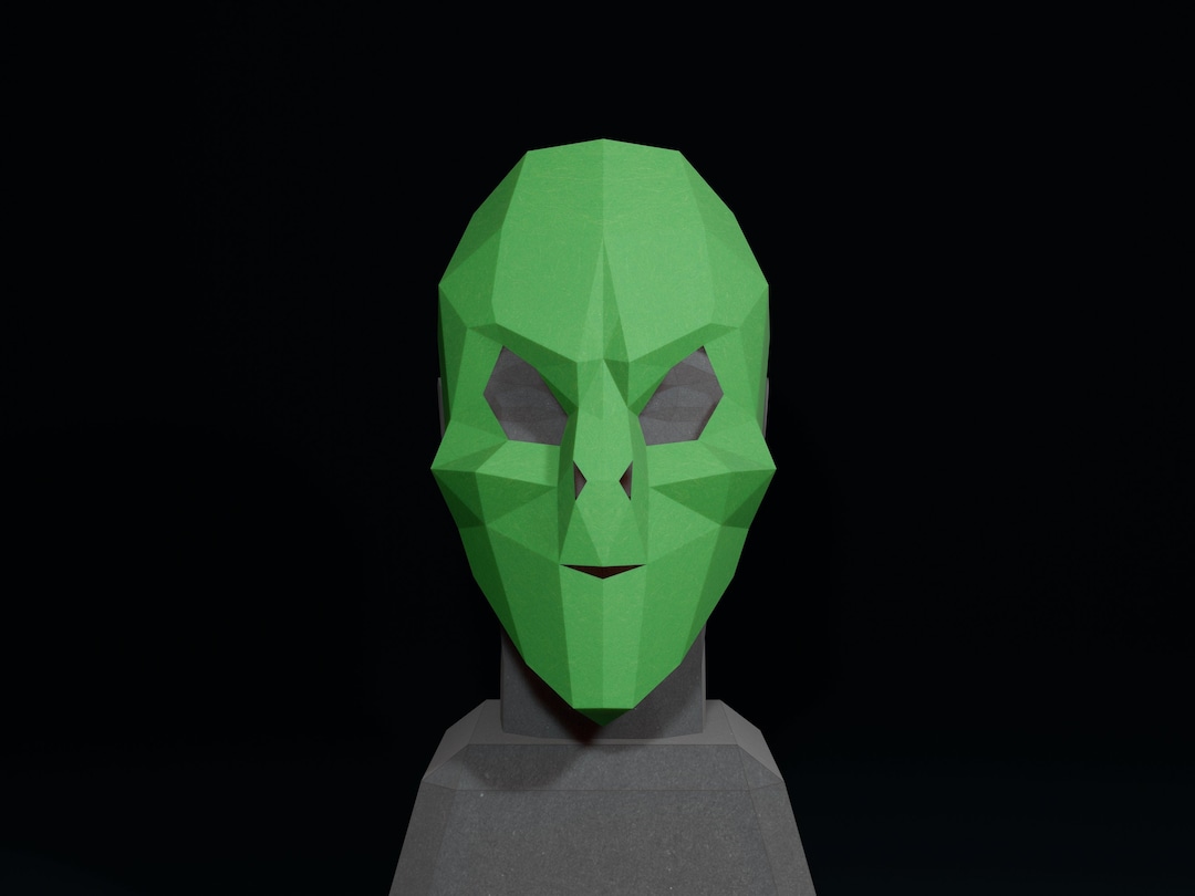 PAPERCRAFT MASK ALIEN- Pdf - 3D Diy Masquerade Template, Halloween ...