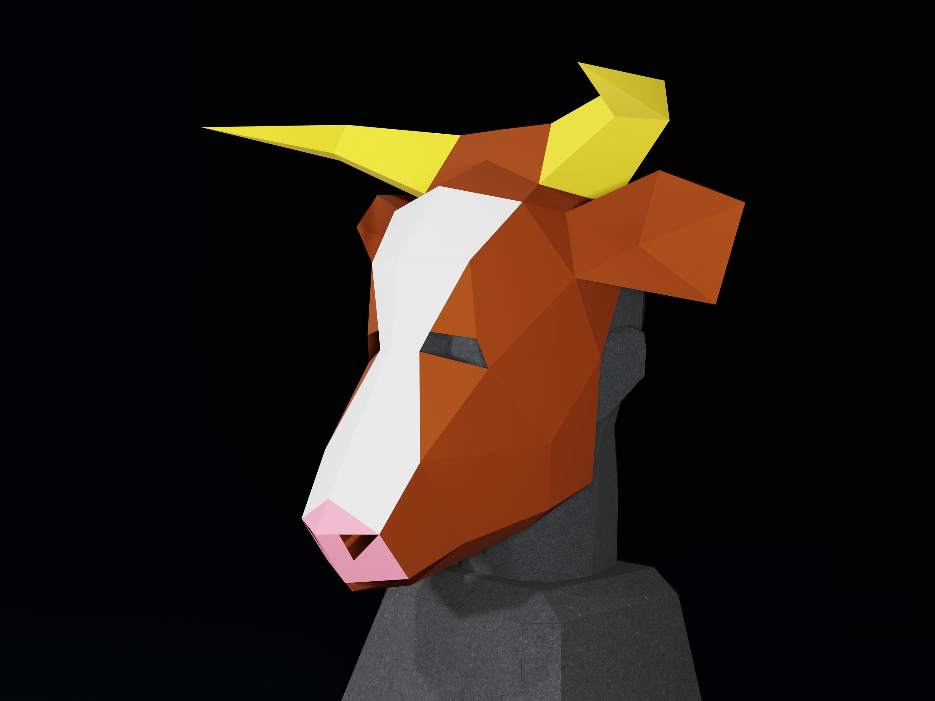 Cow PAPERCRAFT MASK PDF Template- 3D Masquerade Costume for Halloween ...