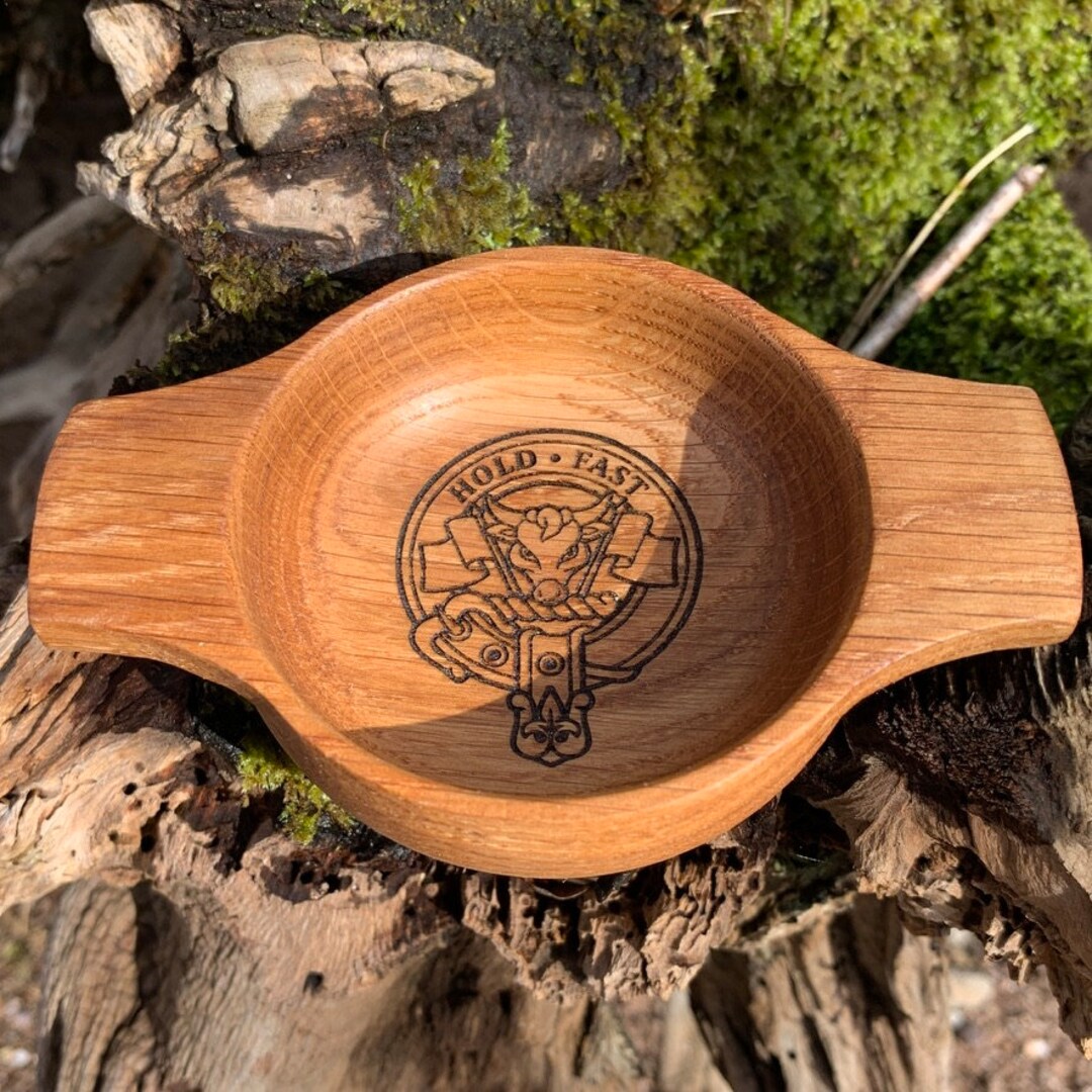 Scottish Oak Wooden Quaich (medium), Custom Whisky Gift Handcrafted and ...
