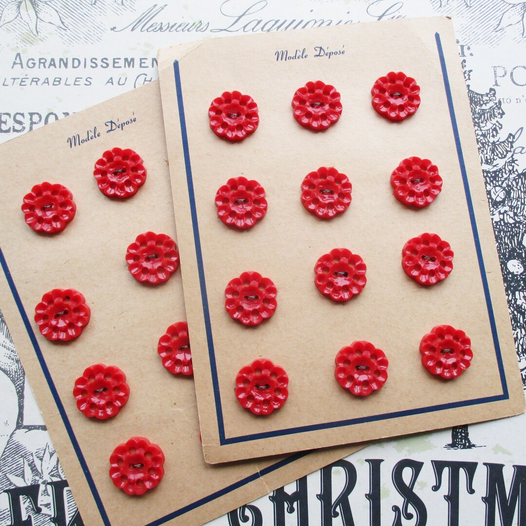 Vintage French Red Buttons - Etsy