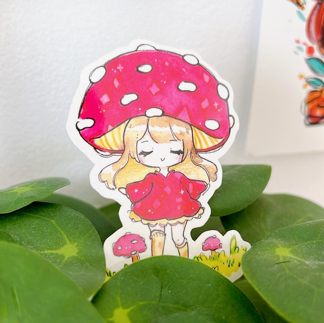 Mushroom Girl Sticker - Etsy