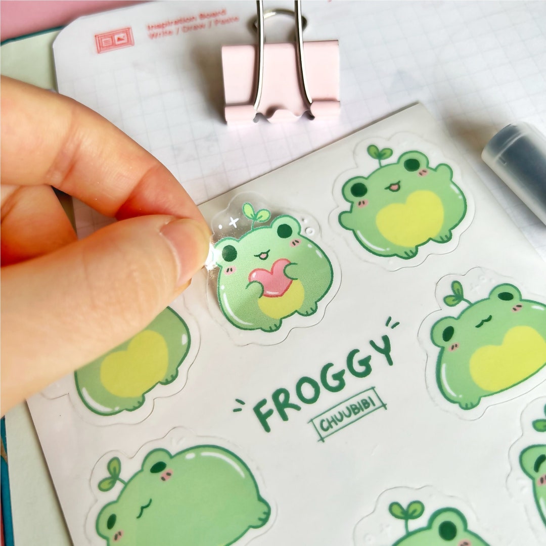 Cute Froggy Clear Sticker Sheet Waterproof Journal and Diary Kawaii ...