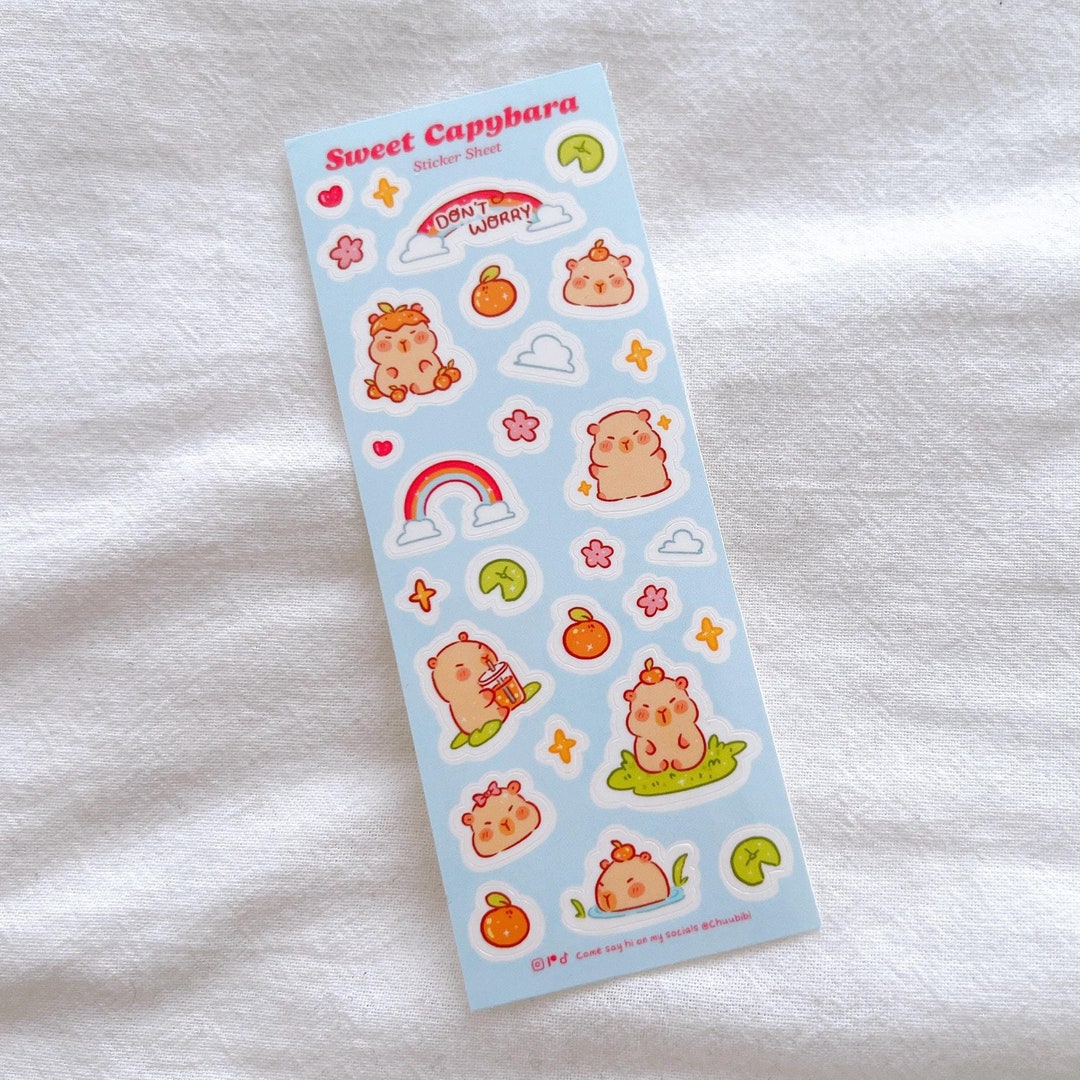 Cute Capybara Sticker Sheet • Waterproof Journal Accessory • Kawaii ...