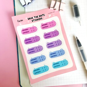 Custom Cute Expiry Label Sticker Sheet Waterproof Cosmetic Labels Open ...