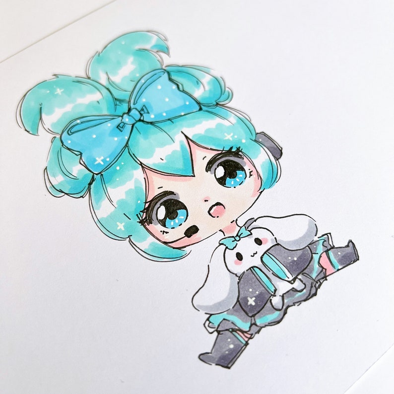 Hatsune Miku x Cinnamoroll Chibi Kawaii Anime Mini Painting - Etsy México