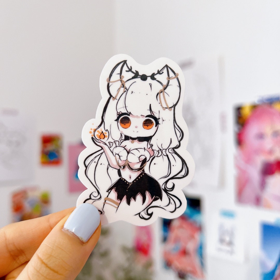 Horned Demon Girl Sticker Vinyl Decal Mythical Stickers Kawaii Anime ...
