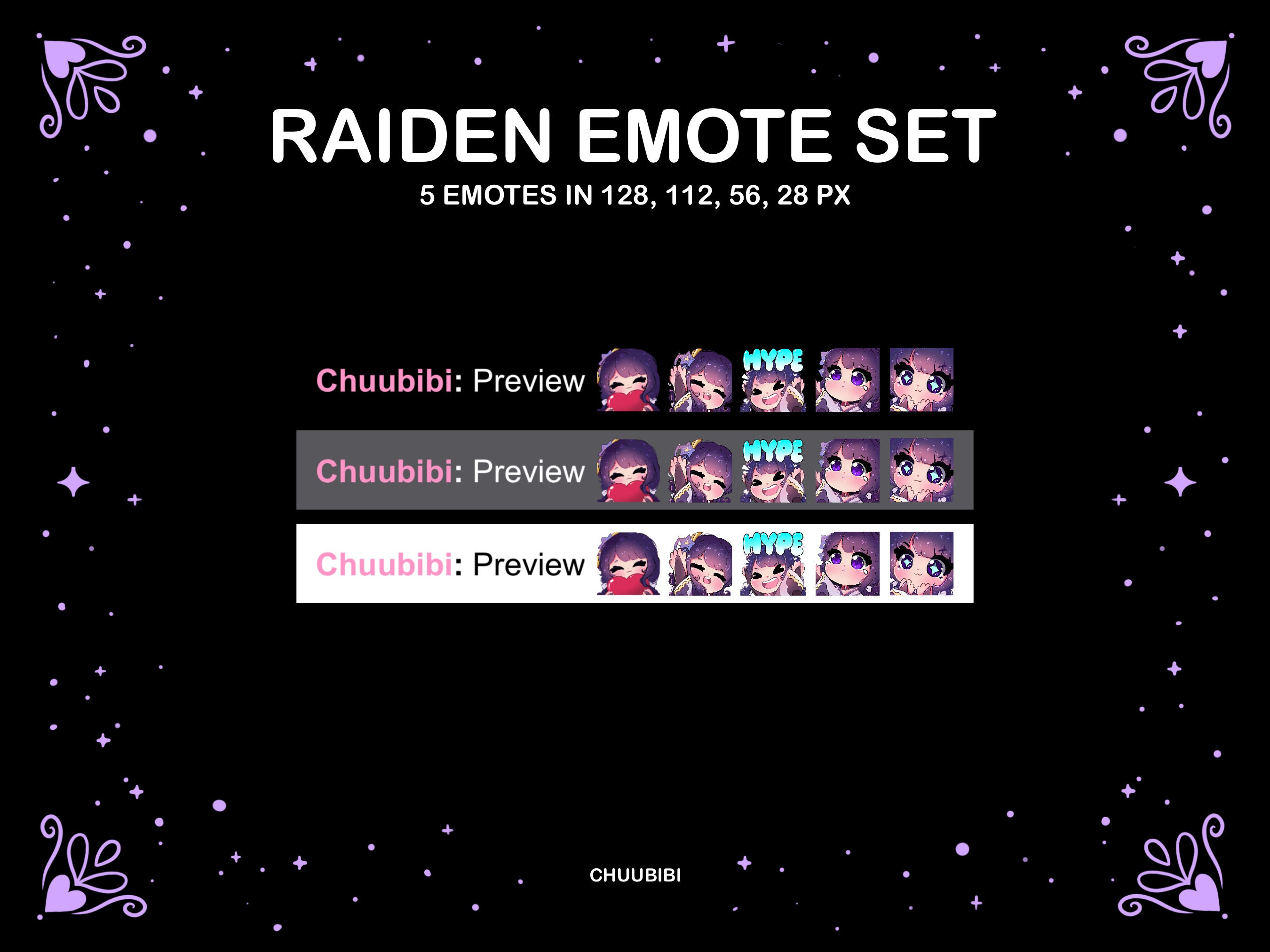 Raiden Shogun Emotes Pack 1 Genshin Impact Twitch Stream - Etsy