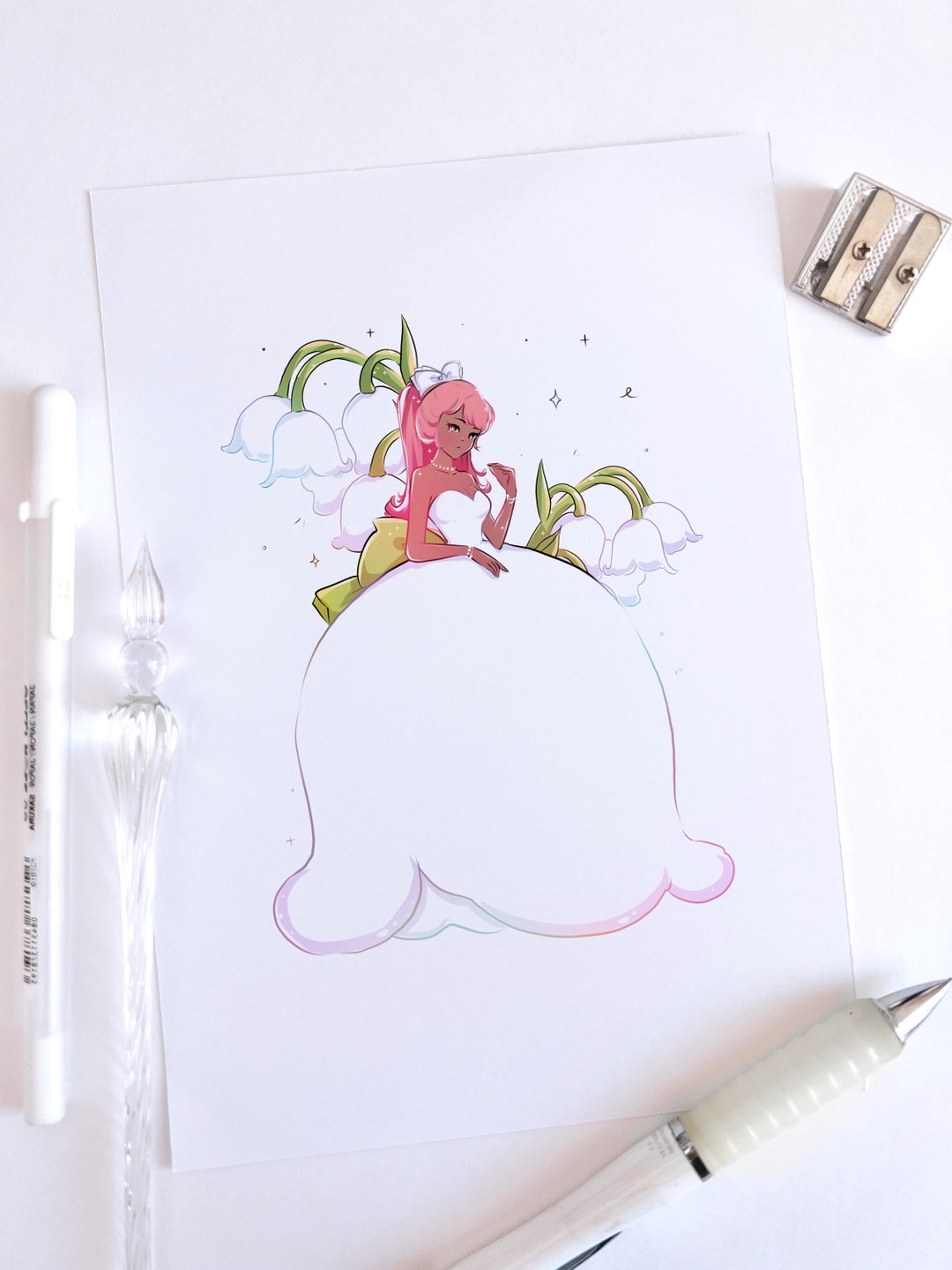 Snowdrops Floral Print Kawaii Anime Wall Art Christmas, Birthday ...