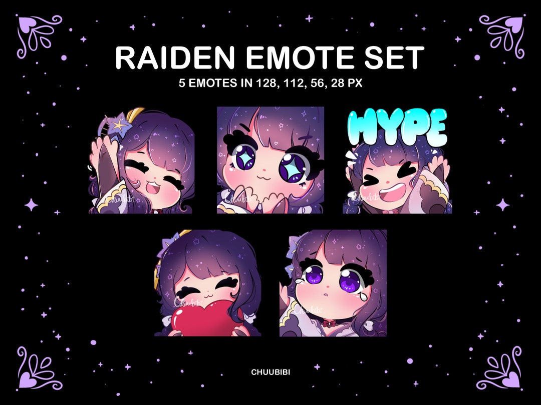 Raiden Shogun Emotes Pack 1 Genshin Impact Twitch Stream Emotes Discord ...