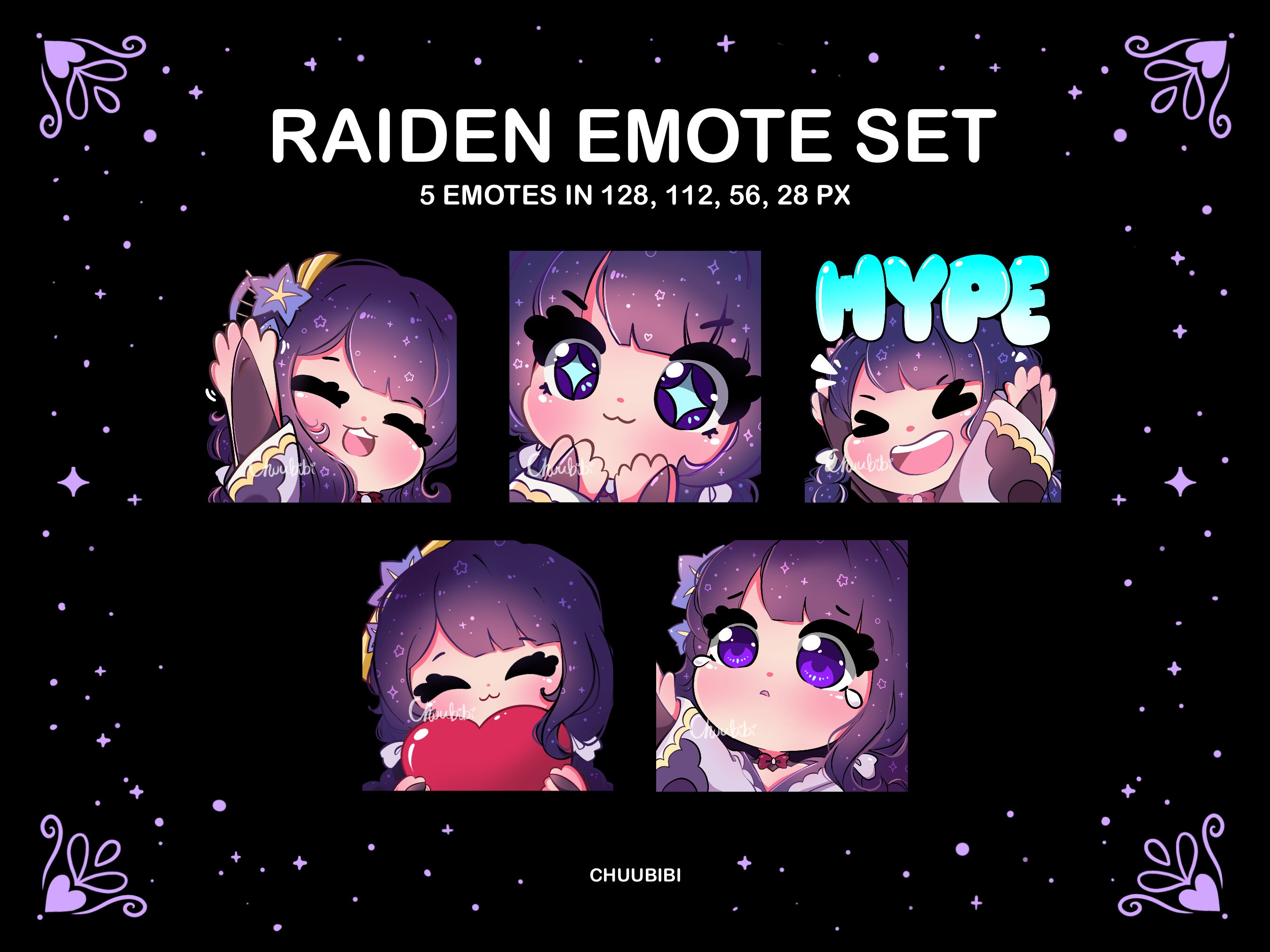 Raiden Shogun Emotes Pack 1 Genshin Impact Twitch Stream - Etsy UK