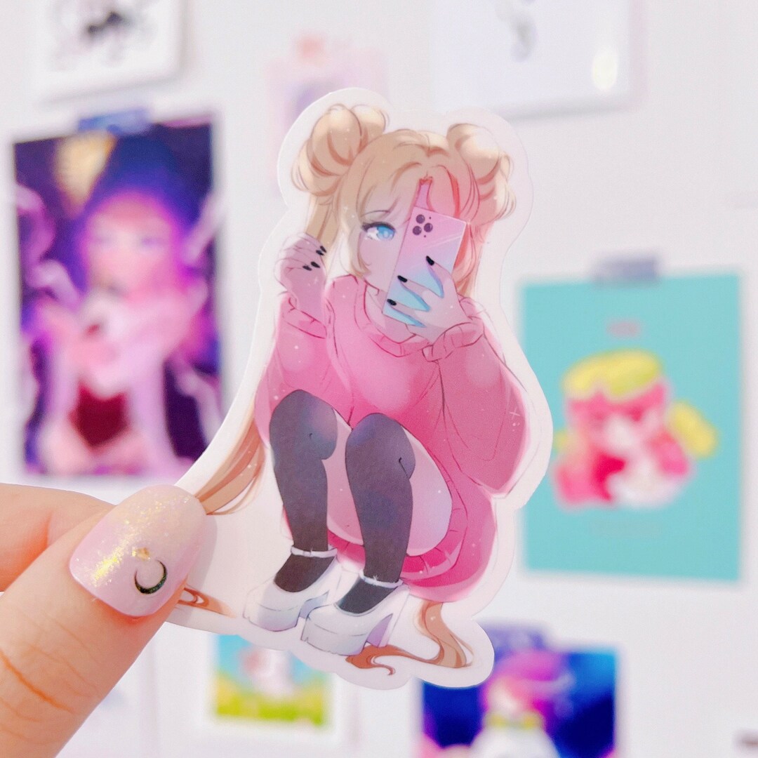 Cute Girl Sticker Waterproof Glossy Decal Stylish Girl Stickers Kawaii ...