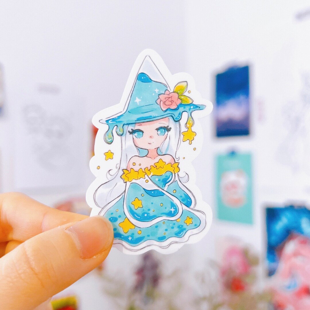 Magic Witch Girl Sticker • Glossy Decal • Mythical Stickers • Kawaii ...