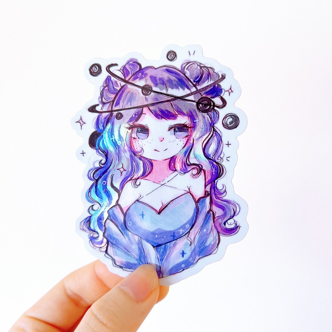 Big Curly Hair Girl Sticker • Holographic Decal • Mythical Stickers ...