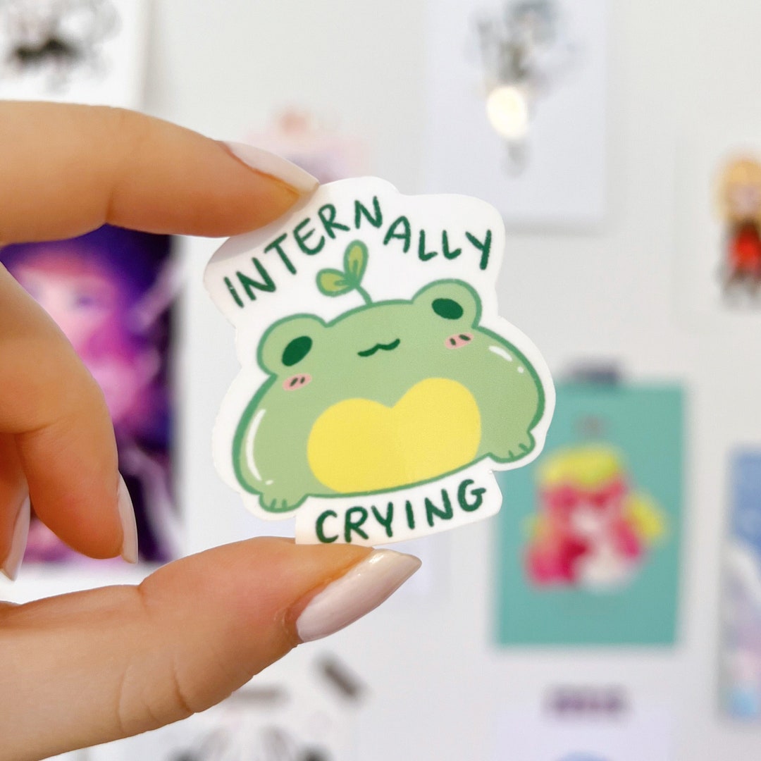 Cute Internally Crying Froggy Sticker • Waterproof Glossy Decal ...