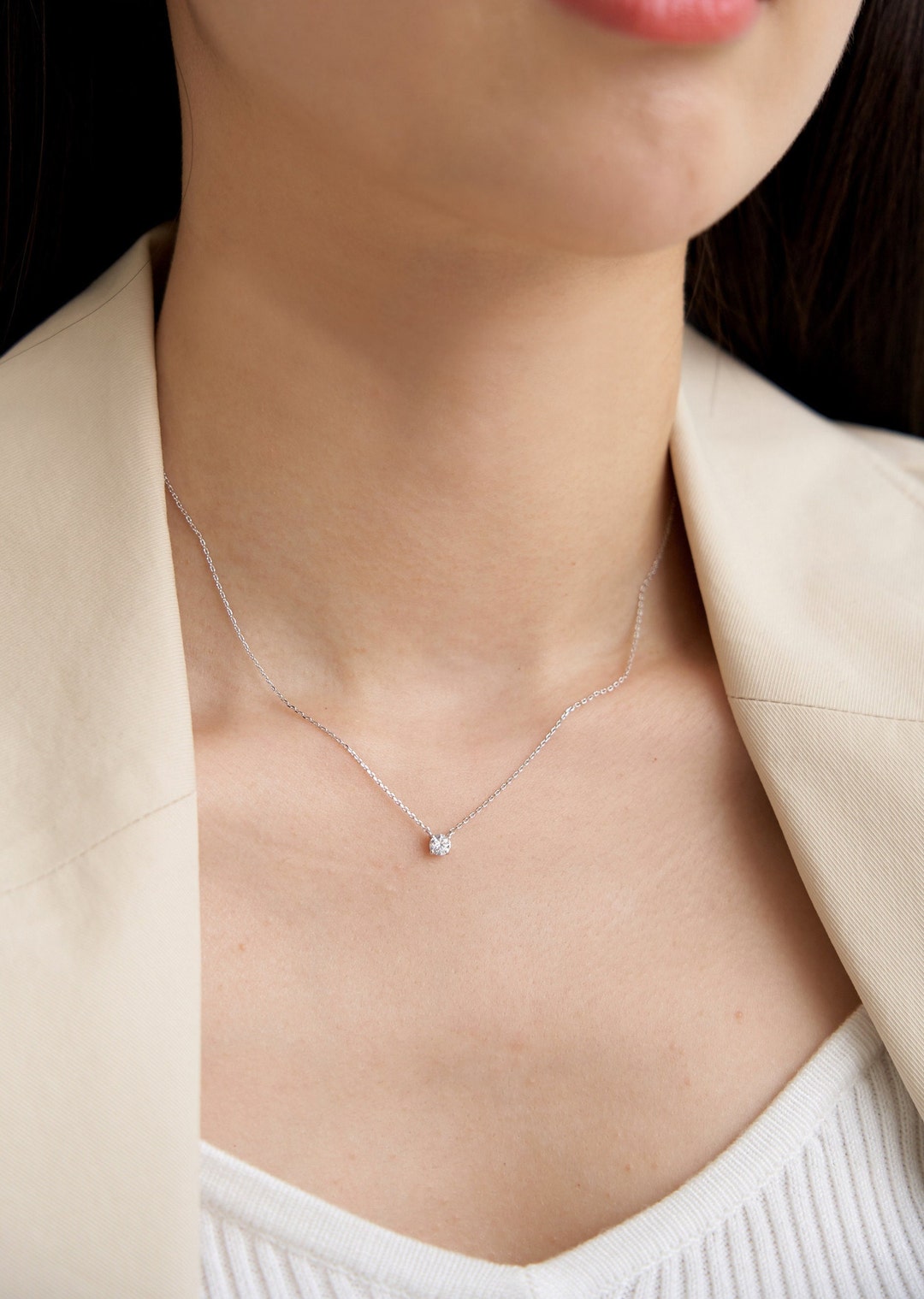 Classic Sterling Silver "grace" 4mm Crystal Necklace • Delicate 925 ...