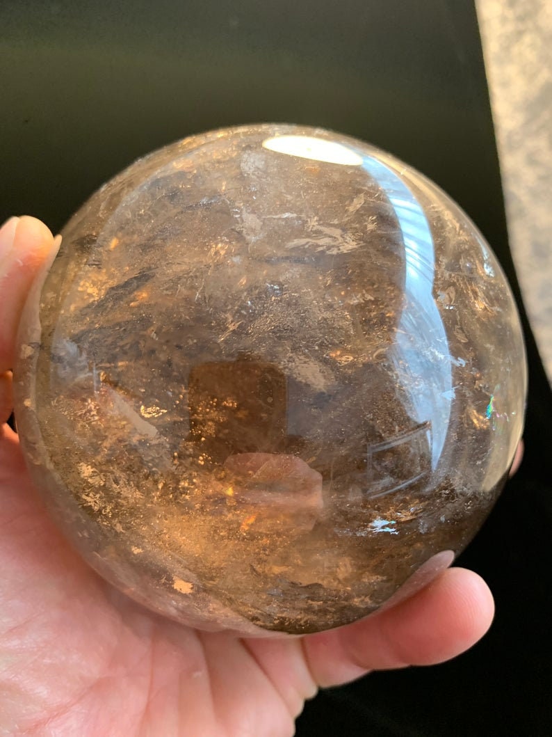 Large Dark Smoky Quartz Sphere With Stand - Etsy