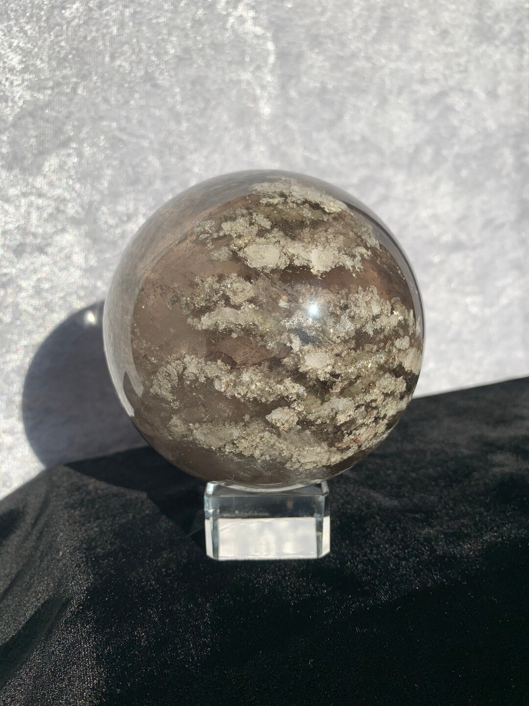 Large Smoky Lodolite Sphere With Stand - Etsy