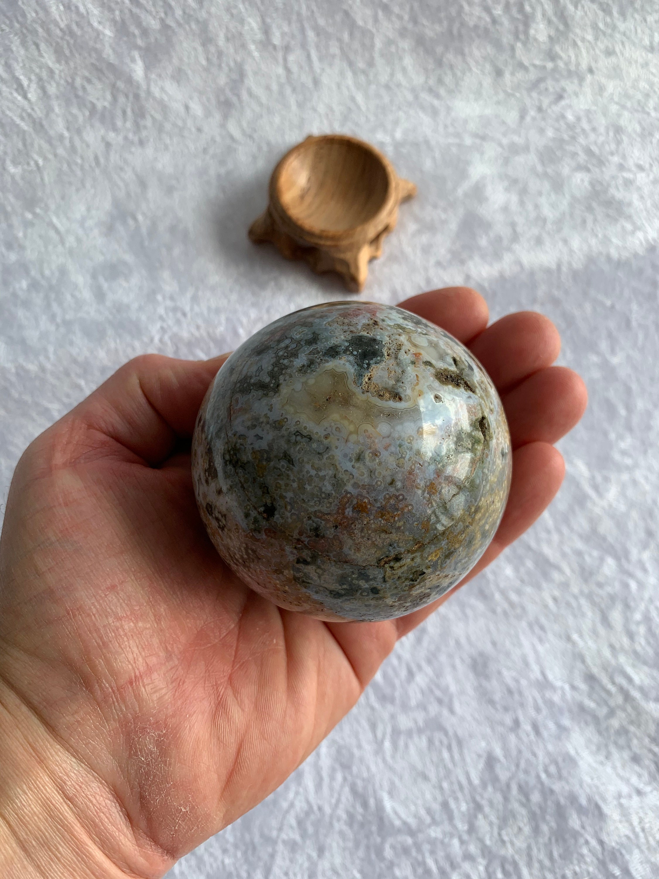 Bright Pastel Blue & Brown Ocean Jasper Sphere with Stand | Etsy