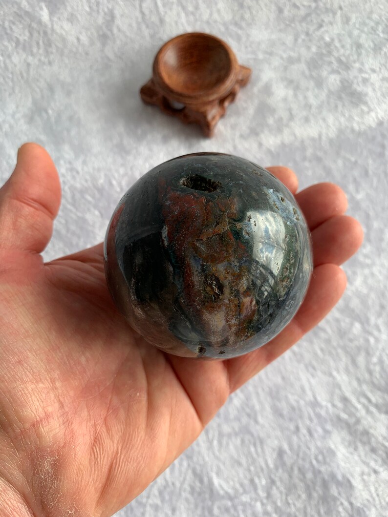 Majestic Dark Druzy Ocean Jasper Sphere With Stand - Etsy