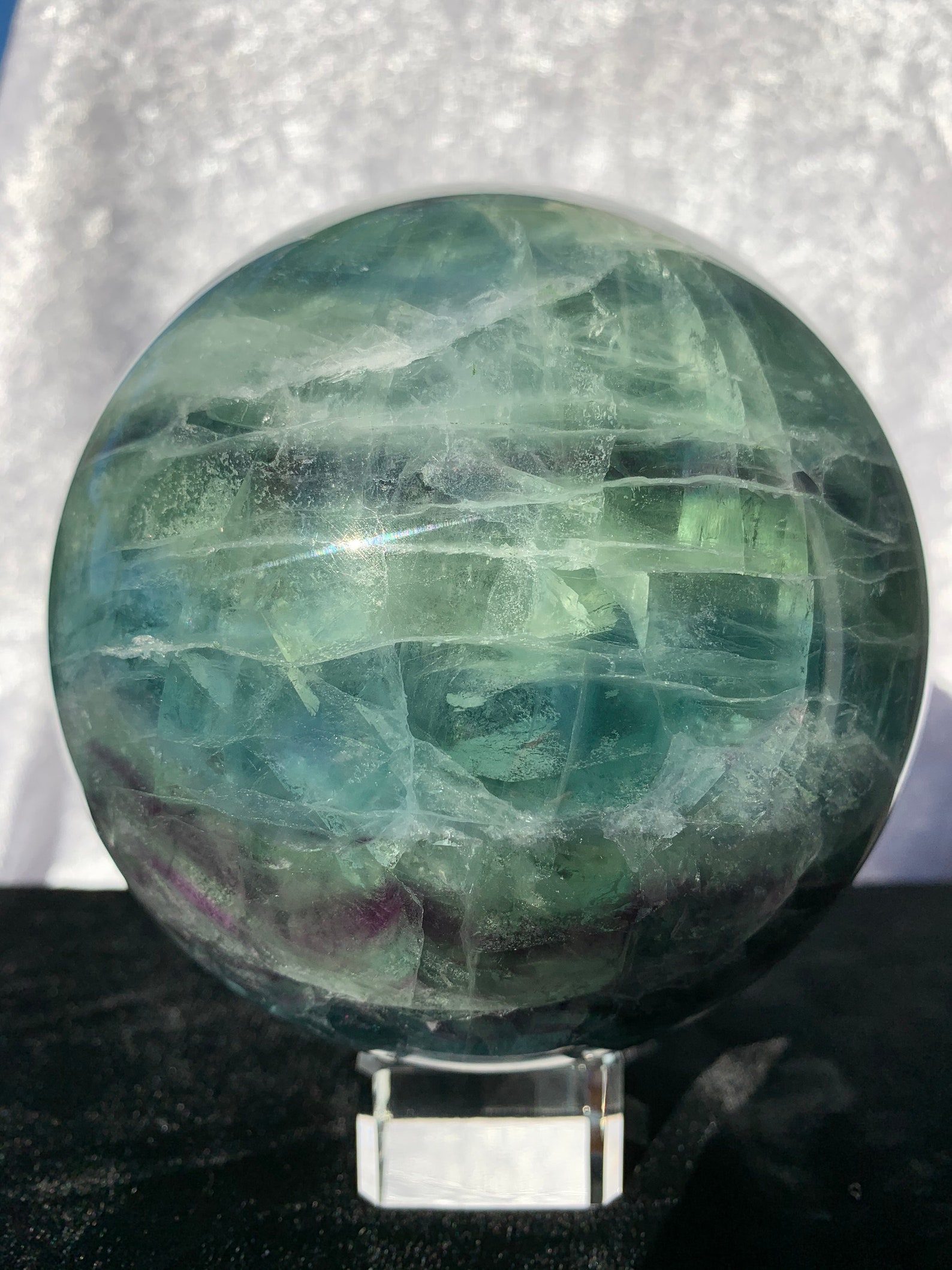 Large Green & Blue Fluorite Sphere with Stand | Etsy