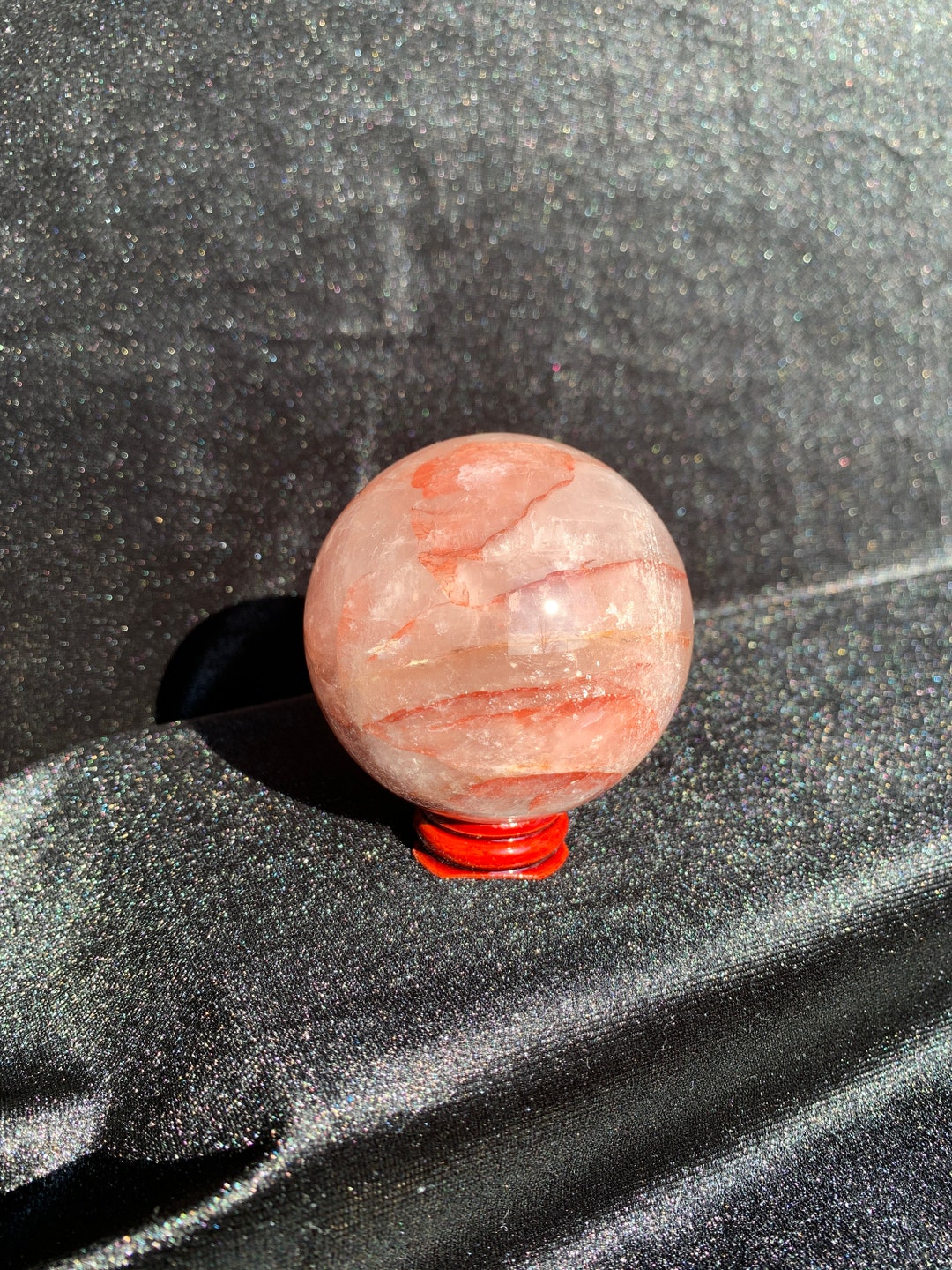 Red Quartz Sphere With Stand - Etsy