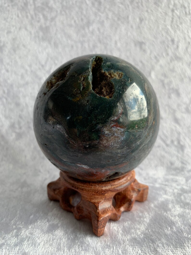 Majestic Dark Druzy Ocean Jasper Sphere With Stand - Etsy