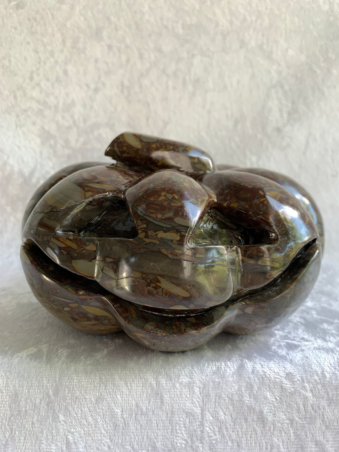 Hand Carved Bamboo Jasper Pumpkin: Halloween Decor, Crystal Healing - Etsy
