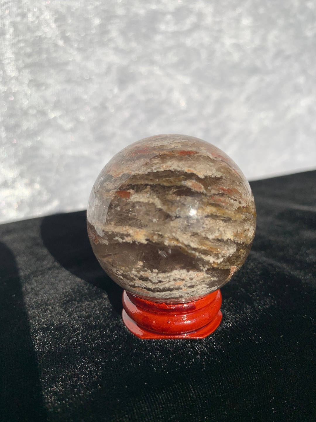 Super Clear & Beige Layered Lodolite Sphere With Stand - Etsy