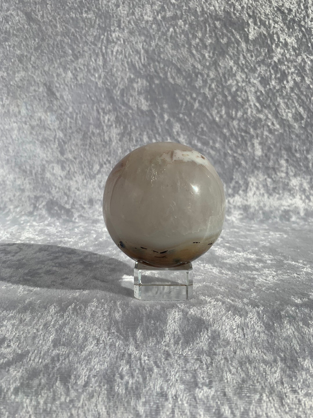 White Dendritic Quartz Agate Sphere With Stand - Etsy