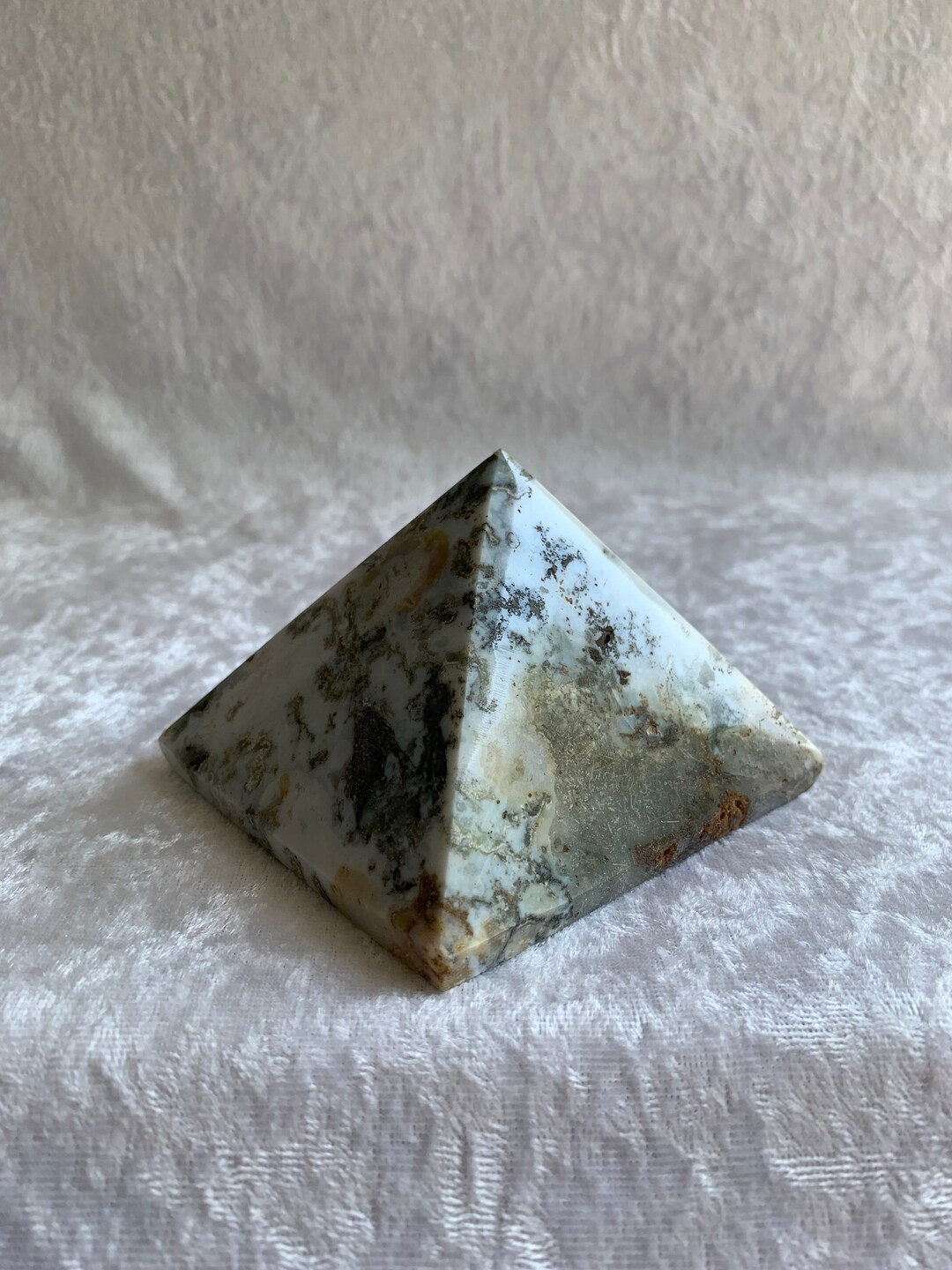 Bright White & Green Ocean Jasper Pyramid - Etsy