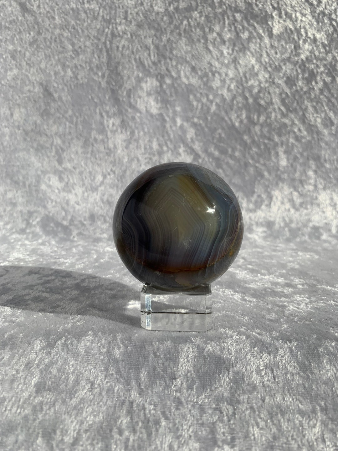 Dark Gray Dendritic Quartz Agate Sphere With Stand - Etsy
