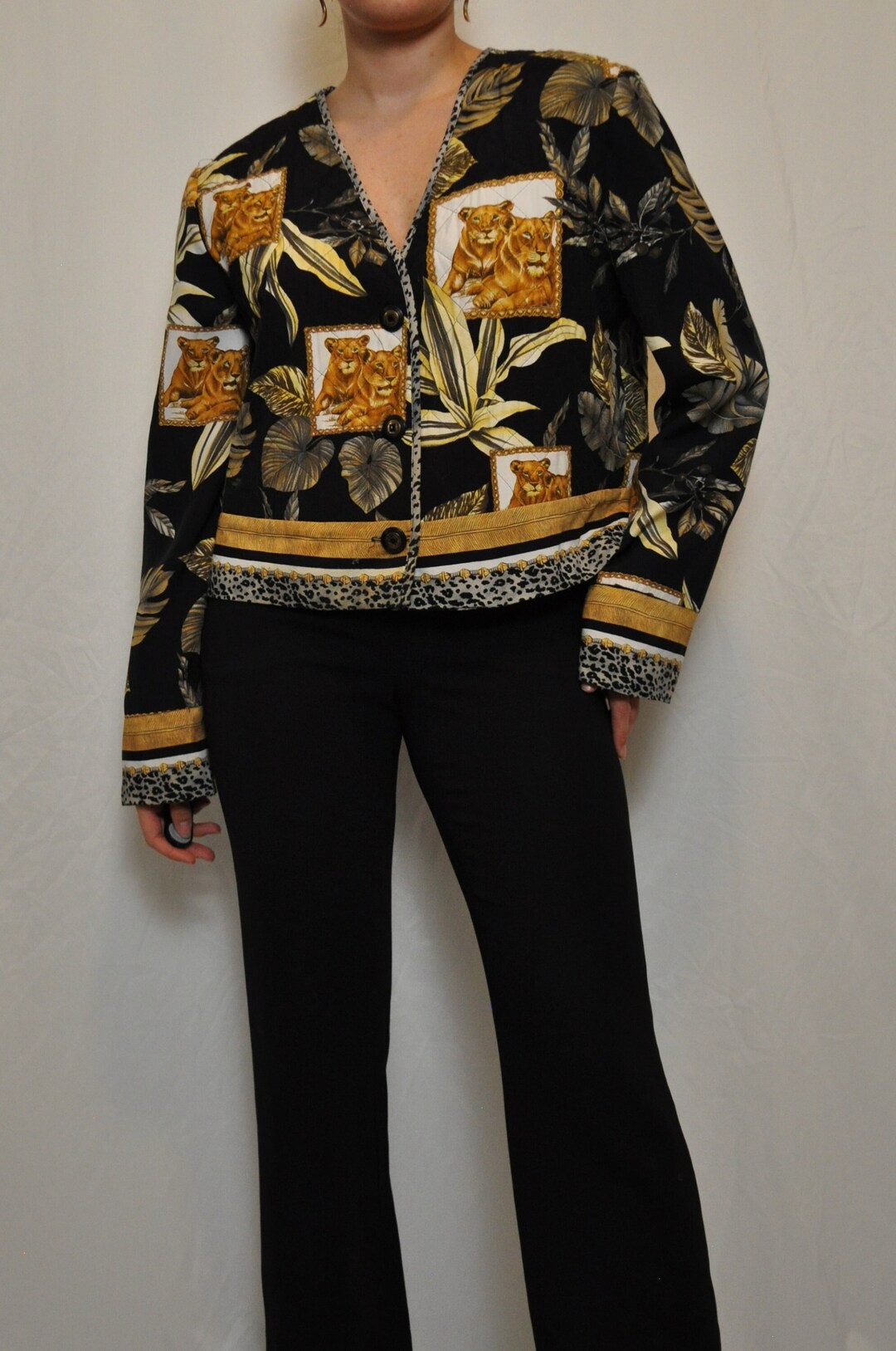 Vintage Lion Portrait Jacket City Girl by Nancy Bolen Size L-XL - Etsy