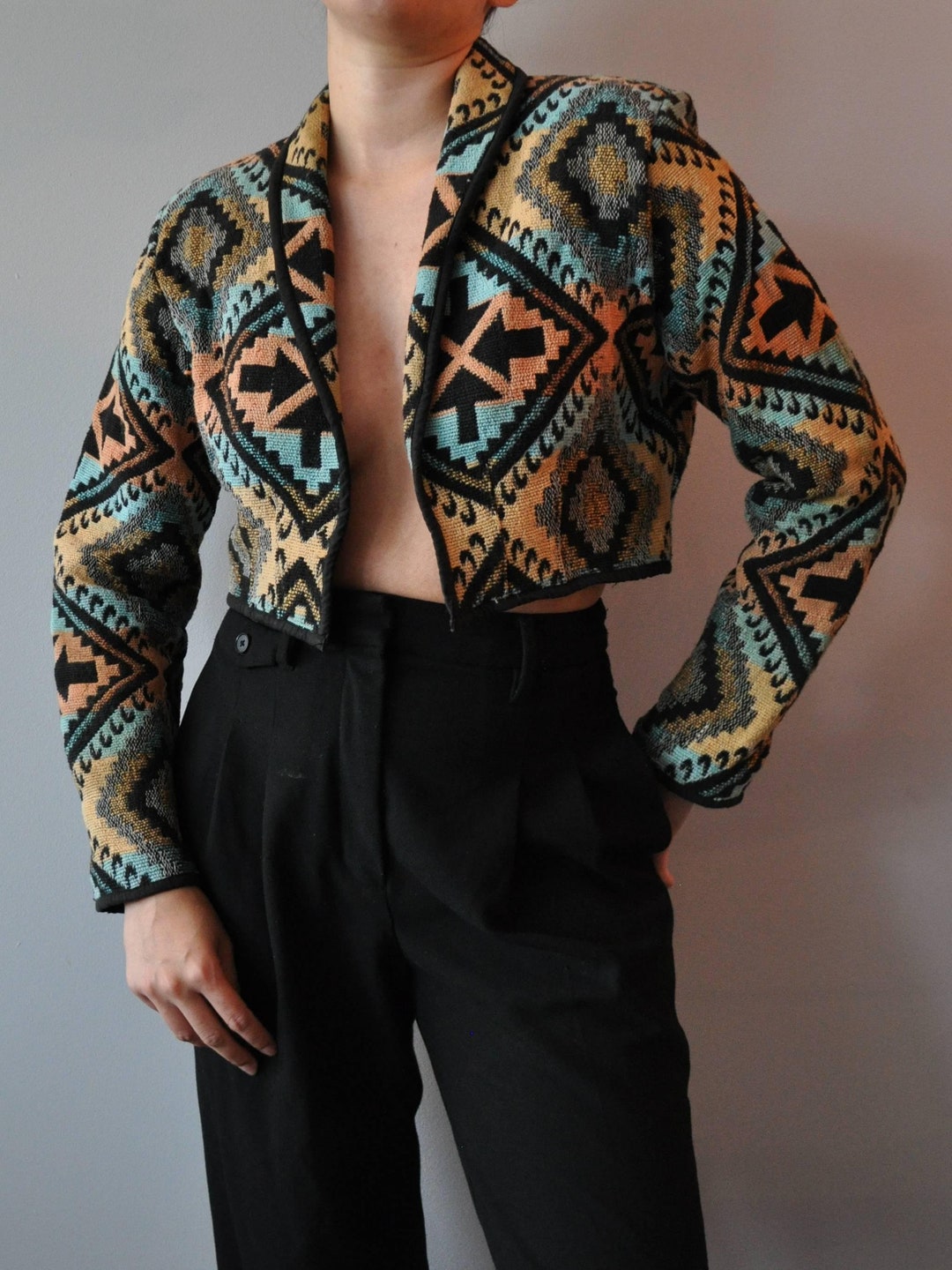 Vintage Cropped 'tapestry' Style Bolero Jacket by Flashbacks Size M - Etsy