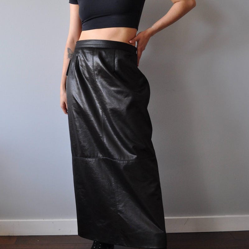 Leather Maxi Skirt - Etsy