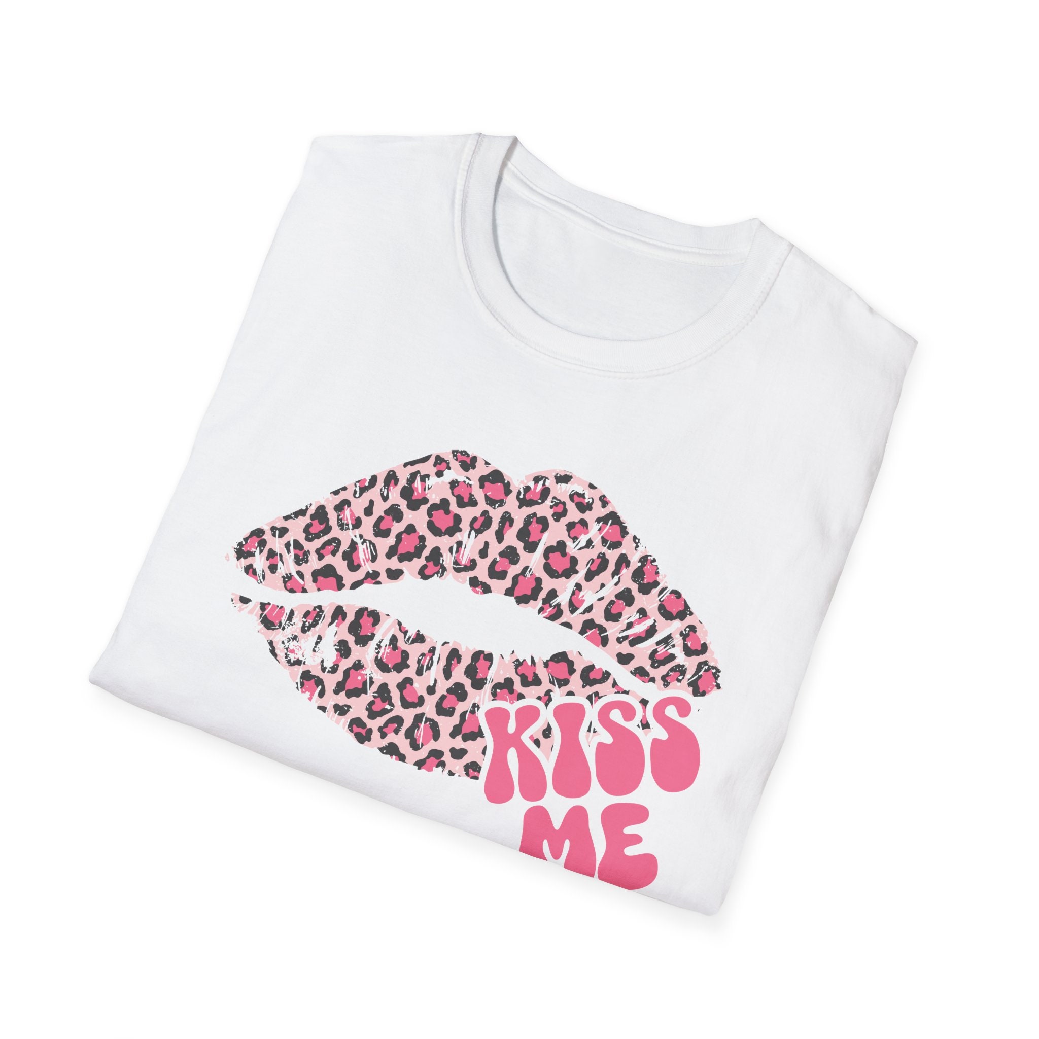 Kiss Me Shirt Unisex Softstyle T-shirt Valentine's Day Leopard Print ...