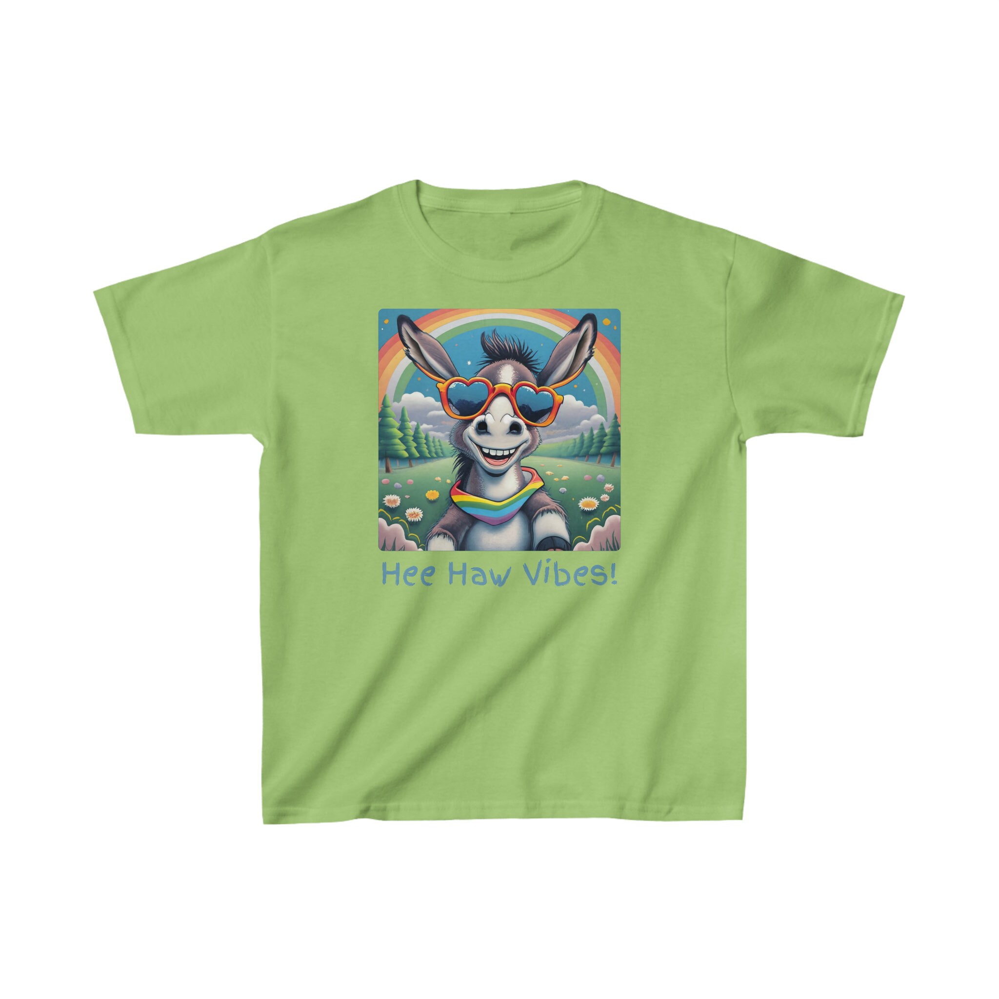 Rainbow Donkey Hee Haw Vibes Kids Heavy Cotton™ Tee Bright Color T ...