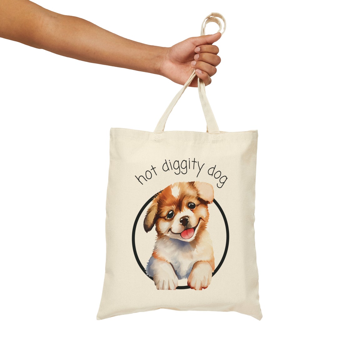 Puppy Dog Tote Bag Cotton Canvas Tote Bag Cute Cartoon Puppy Dog Book ...