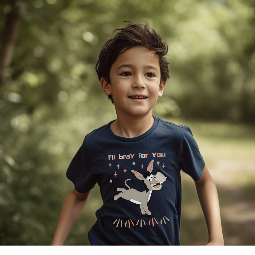 Kicking Cartoon Donkey "i'll Bray for You" Kids Heavy Cotton™ Tee Cute ...